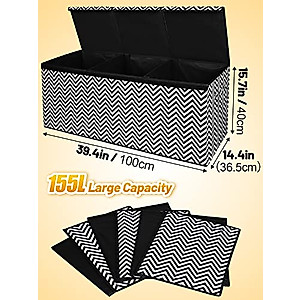 Large Toy Chest with Dustproof Lid- 39.4" × 14.4”× 15.7" Non-woven Fabric Kids Toy Box, Collapsible Toy Storage Bins with 2 Dividers & Handles for Boys Girls Playroom Nursery Room Bedroom Closet