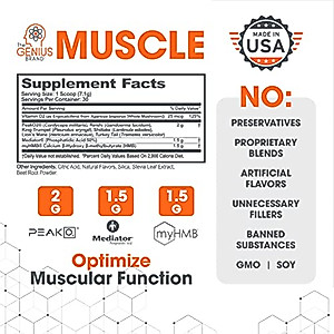 Genius Muscle Builder & Mass Gainer Supplement, Strawberry Vanilla Cream - 100% Naturally Flavored & Sweetened - Anabolic Activator for Men & Women - Weight Gainer, Lean Muscle Growth for Bodybuilding