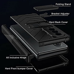 EAXER for Samsung Galaxy Z Fold 3 5G Case, Magnetic Hinge Protection Adjustment Kickstand Stand Shockproof Phone Case Cover (Silver)