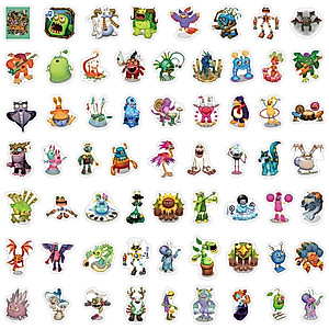 60PCS My Singing Monster Stickers My Singing Monsters Toys Vinyl Waterproof Stickers for Laptop,Bumper,Skateboard,Water Bottles,Computer,Phone, for Kids,Teens,Adult
