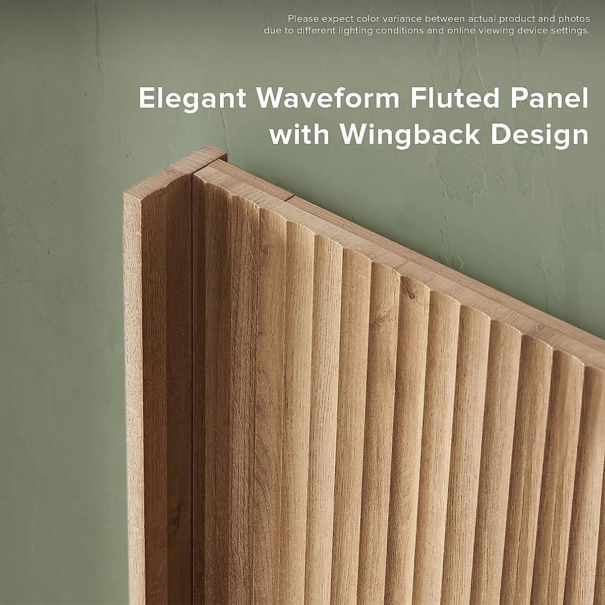 mopio Brooklyn Headboard, 62.4" Wide Headboard Only, Wood Headboard, Modern Farmhouse, Boho, Wall Mount, Fluted Panel, Wingback Design (Golden Oak, King)