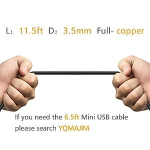 YQMAJIM Charging Power Cable for Dash Cam, (11.5 Ft) USB 2.0 to Mini USB Car Vehicle Power Charger Adapter Cord Compatible with Garmin Nuvi GPS、Rearview Mirror Cam、Backup Camera