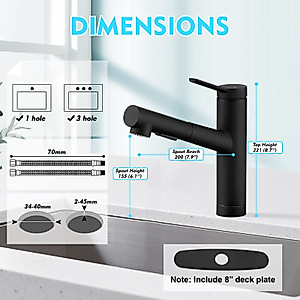 CREA Kitchen faucets, Bar Sink Faucet, Black Kitchen Sink Faucet Pull Out Utility Prep Wet Faucet Small Single Handle Hole Faucet, Commercial Modern rv Sink Low Arc Faucet Outdoor Laundry