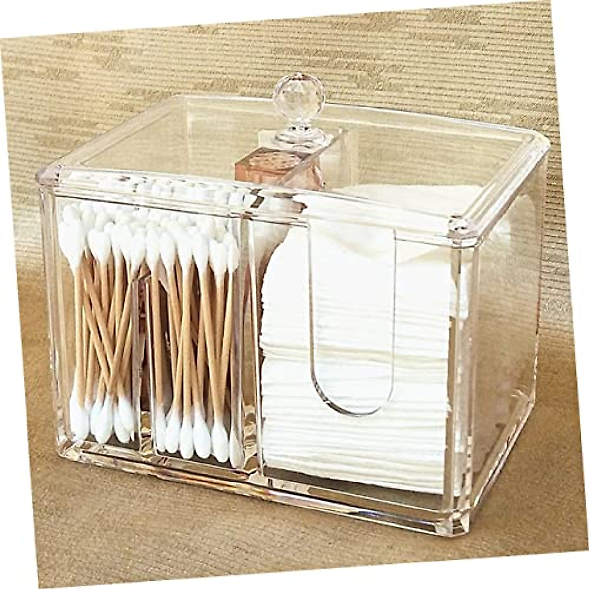 Mikinona Box Swab Holder Cotton Round Dispenser Cosmetic Pad Container Cleansing Cotton Clear Container Stand Container Cotton Swab Containers Round Cotton Pads Veils That Covers Face White