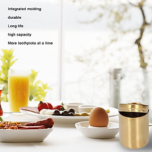 Toothpick Holder, 3.1x2.2in Stainless Steel Toothpick Holder Dispenser Pocket Toothpick Holder Metal Toothpick Storage Box for Table, Restaurant, Travel(Gold)