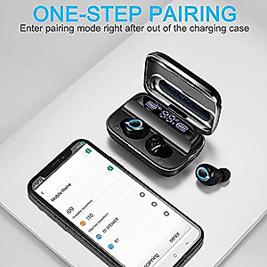 Donerton Wireless Earbuds, Wireless 5.1 Headphones 140 Hours Playtime Earphones with Charging Case, in Ear Headset IP7 Waterproof Earbud Noise Cancelling Microphone, LCD Display, for Sports/Working
