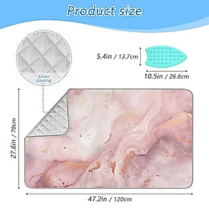 GOODOLD Pink Ink Texture Ironing Mat Portable Travel Ironing Pad for Washer,Dryer,Table Top, Iron Board Alternative Cover, Large Heat Resistant Ironing Blanket