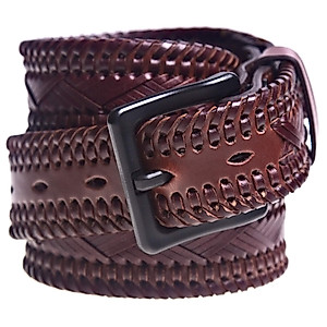 Beep Free 1 3/8" Braided Leather Belt | Brown | 42-44 | Airport Friendly | Metal Free