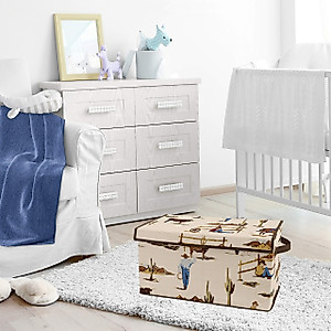 Sweet Jojo Designs Cowboy Wild West Boy Small Fabric Toy Bin Storage Box Chest For Baby Nursery or Kids Room - Tan and Red Western Southern Country