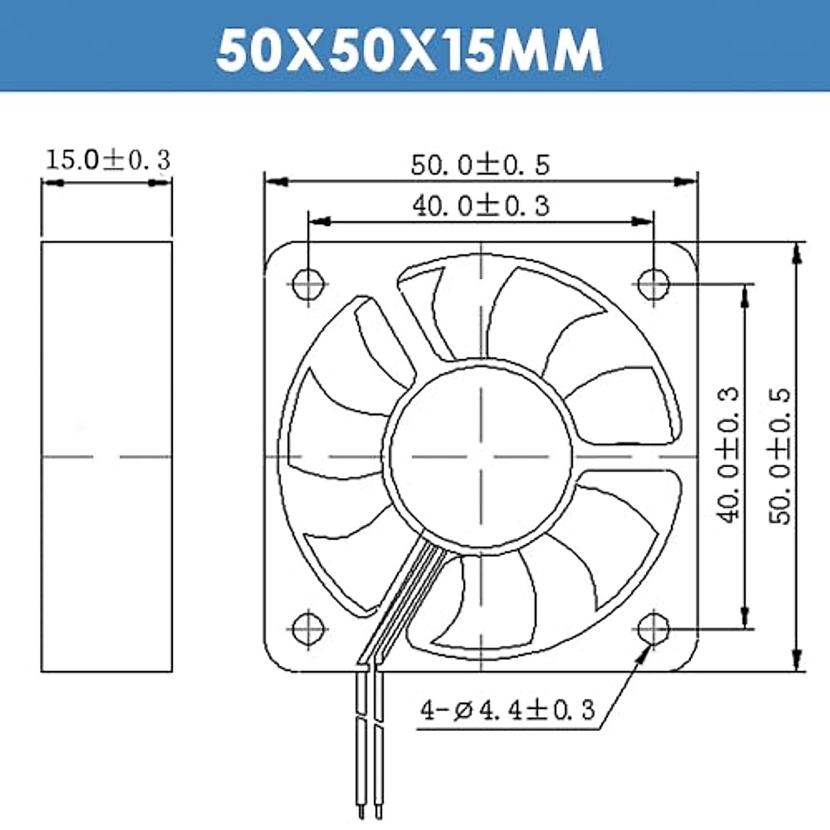 WINSINN 50mm Fan 24V Dual Ball Bearing Brushless 5015 50x15mm - High Speed (Pack of 4Pcs)