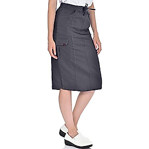 Marilyn Monroe Professional Stretch Five Pocket 'Debra' Scrub Skirt, Pewter, L