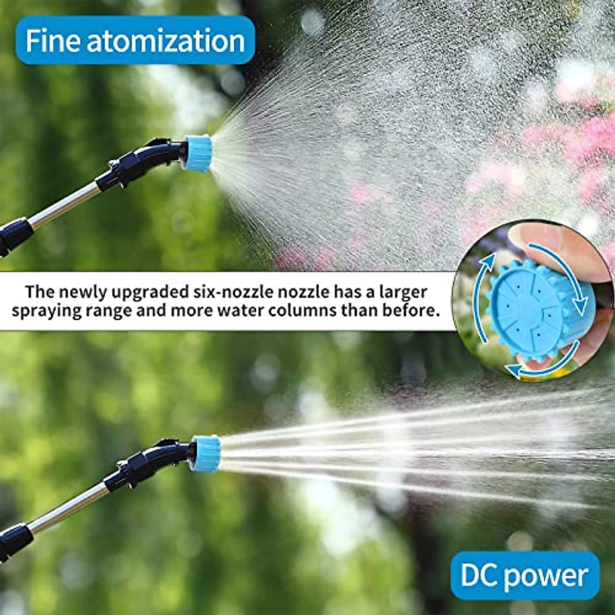 Electric Plant Sprayer, 1.35 Gallon/5L Battery Powered Sprayer with USB Rechargeable Handle, Potable Garden Sprayer with Telescopic Wand, Plant Sprayer for Yard Lawn Weeds Plants (Blue)