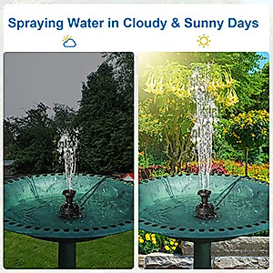 GAIZERL Solar Fountain with 2000 Battery - Work On Cloudy Days - 2023 Upgrade 3.5W Glass Panel Solar Powered Bird Bath Water Pump with Stakes, 16.4ft Cable, Colorful LED Lights, 7 Nozzles for Garden