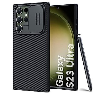 CloudValley for Galaxy S23 Ultra Case with Slide Camera Cover, Slim Shockproof Protective Phone Cases with Sliding Camera Lens Protection for Galaxy S23 Ultra 6.8in 5G (2023) - Black