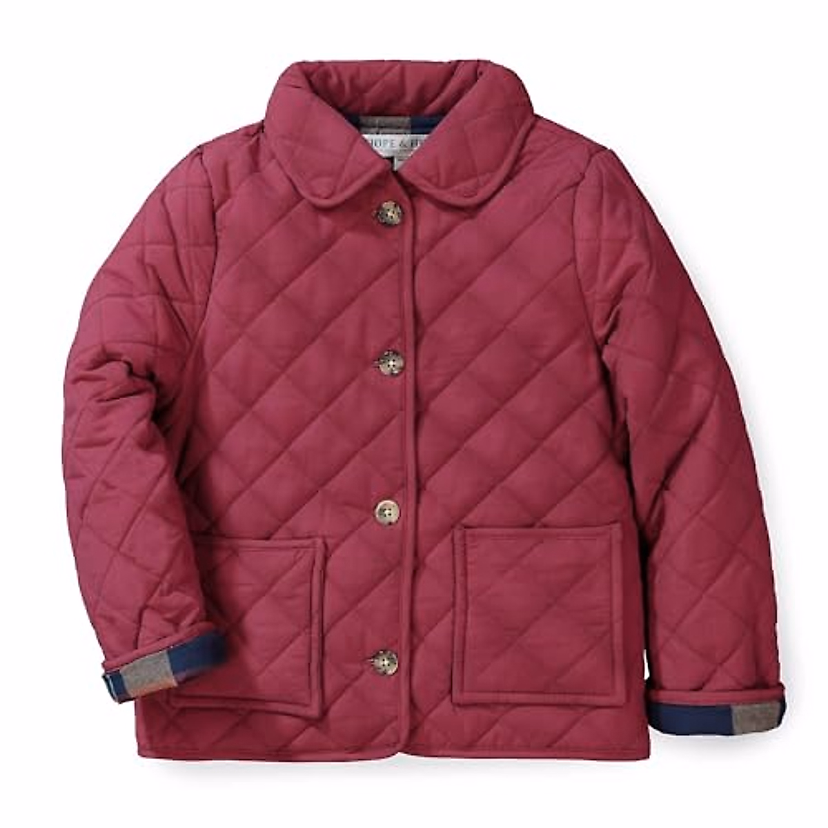 Hope & Henry Girls' Quilted Barn Jacket, Medium (7-8), Raspberry