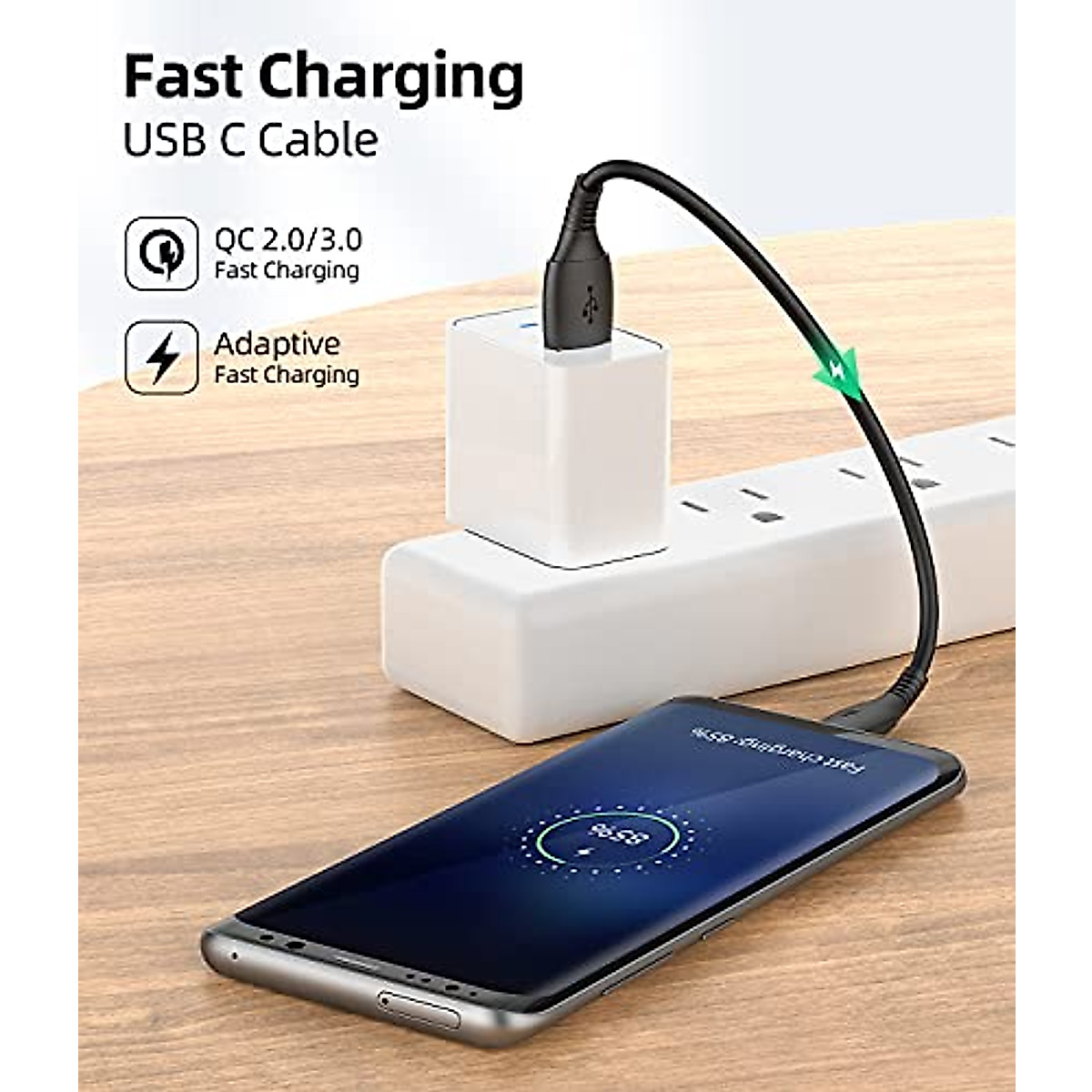 HOTNOW USB C Cable Short 0.5FT 3-Pack, 6 inch USB Type C Fast Charger Cord for Samsung Galaxy S10 S9 S8 Plus Note 9 8, Power Bank and Other USB-C Devices
