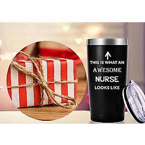 This Is What An Awesome Nurse Looks Like Mug.Nurses Week,Nurse Practitioner,Nurse Appreciation,Nursing School Graduation Gifts.Birthday,Christmas Gifts for Nurse Tumbler(20oz Black)