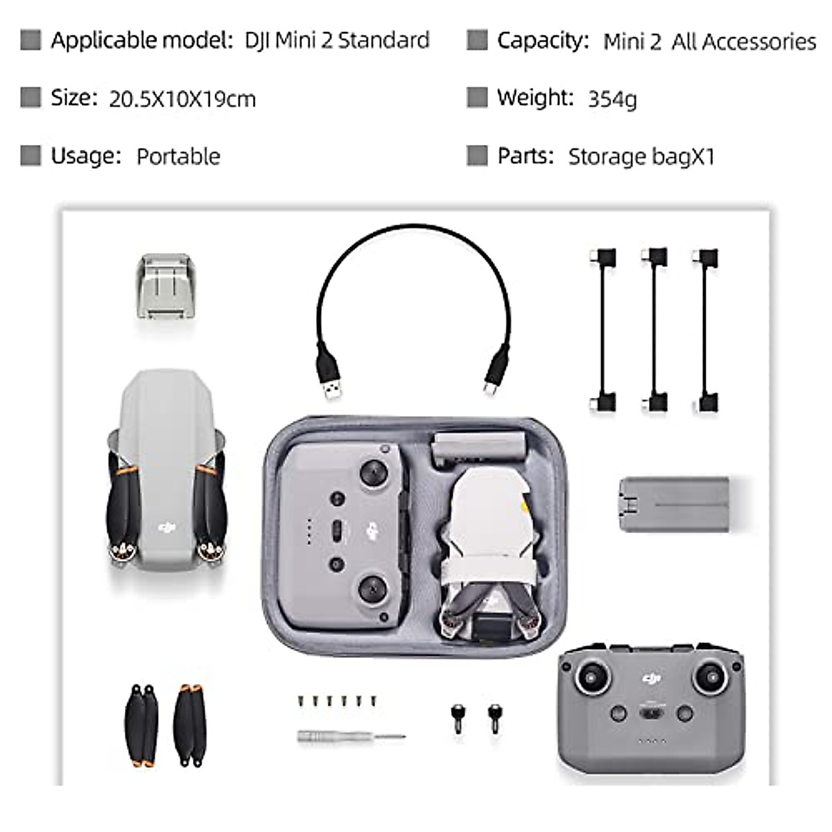YueLi Mavic Mini Carrying Case for DJI Mavic Mini Drone Accessories, Grey, Portable,backpack,compatible,travel