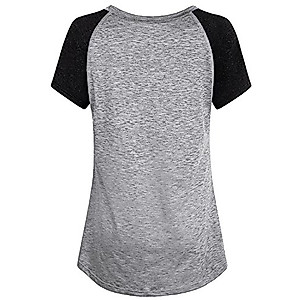 Cestyle Womens Activewear Tops, Teen Girls Raglan Shirt O-Neck Versatile Workout Clothes for Women Shirts to wear with Leggings Running Performance Tunic Daily Wear Grey Large