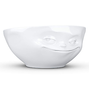 FIFTYEIGHT PRODUCTS TASSEN Porcelain Bowl, Grinning Face Edition, 11 oz. White (Single Bowl) Medium Bowl for Soup Cereal