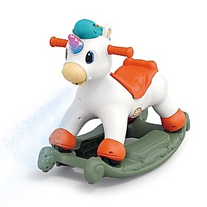 Hi-Tech Unicorn Rocking Riding Horse Toys for Kids, Puzzle Musical Light Educational Pony Ride Toddlers Toy (24.4" L x 11.4" W x 14.5" H) for Toddlers Boys Girls. (Pony Horse)