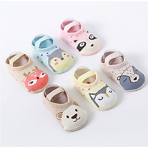 Yenzat Baby Toddler Anti Slip Non Skid Socks with Grip for Infant Girls Slippers 12-36 Months 6 Pairs