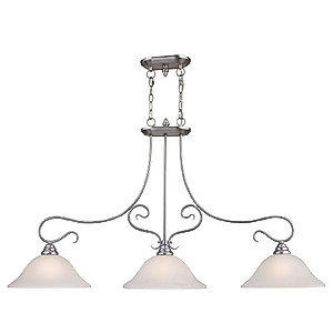 Livex Lighting 6108-91 Island Pendant with White Alabaster Glass Shades, Brushed Nickel, 27.00x49.50x13.00