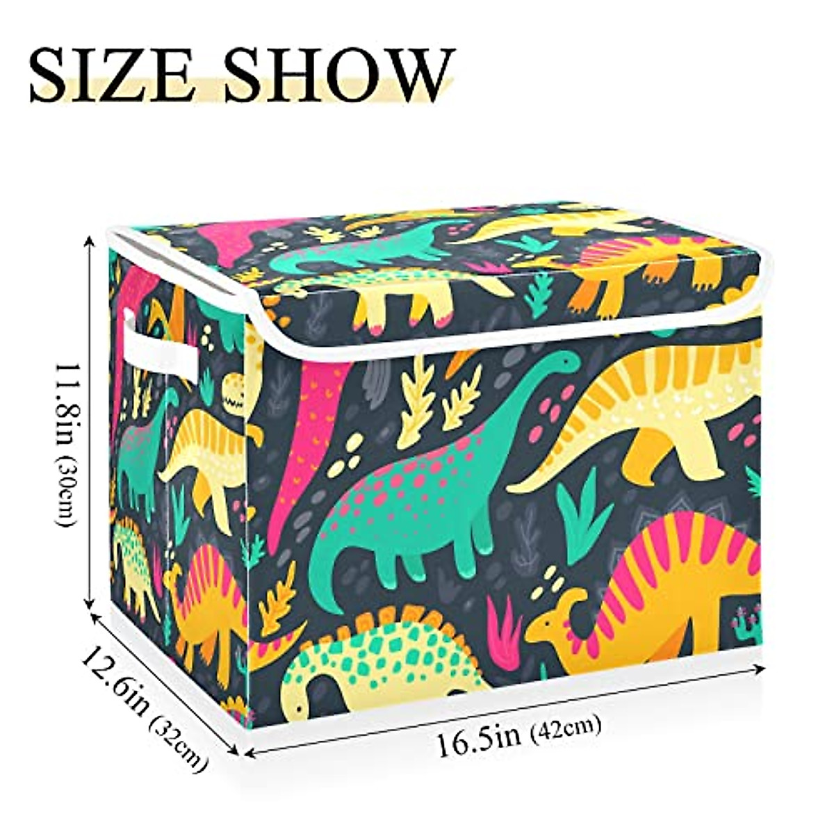 innewgogo Dinosaur Storage Bins with Lids for Organizing Organizer Containers with Handles Oxford Cloth Storage Cube Box for Home