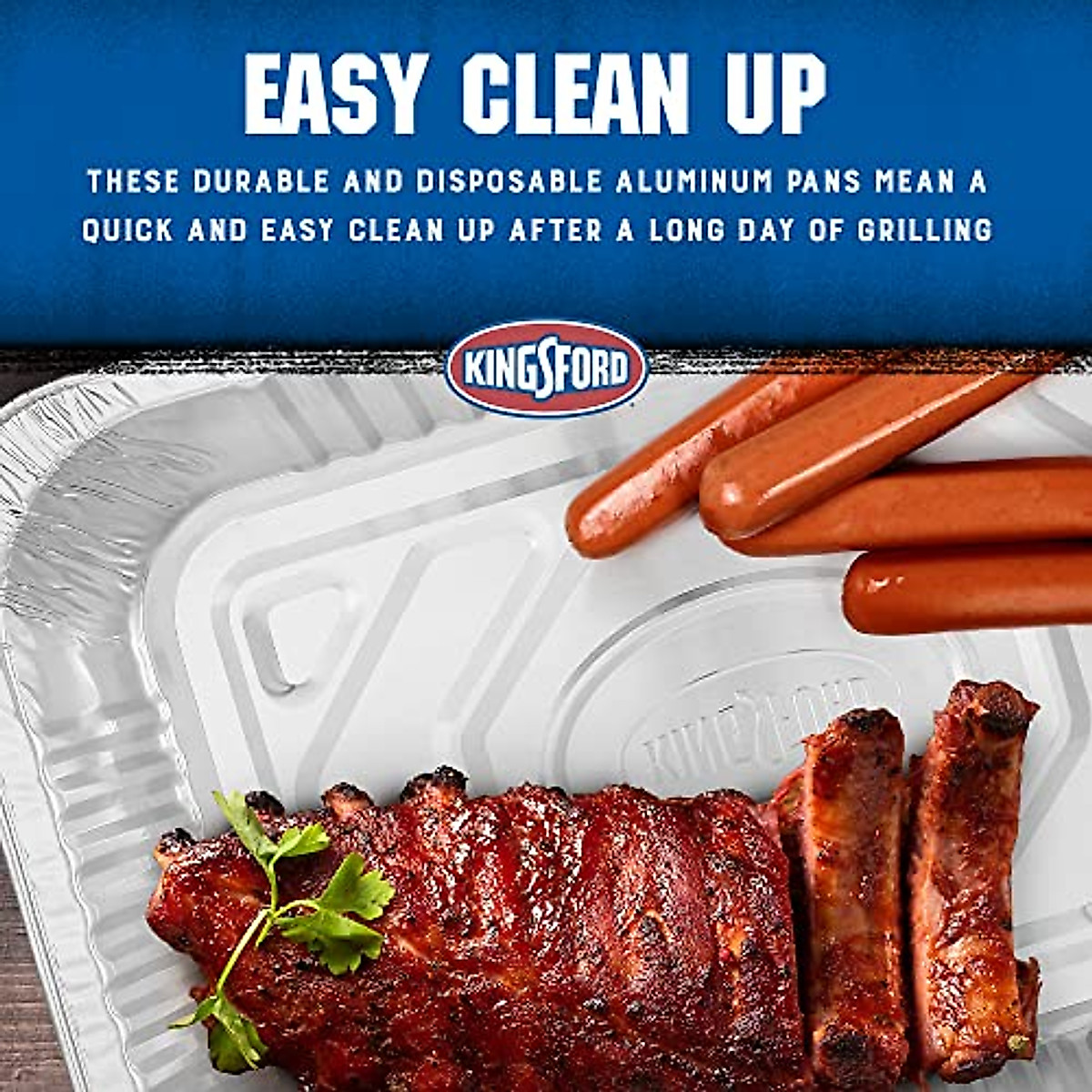 Kingsford Heavy Duty AllPurpose Aluminum Pans,Disposable Aluminum Foil Pans Ideal for Cooking, Baking, Steaming, Grilling, & Smoking Safe, Disposable Chafing Dish (Pack of 7)