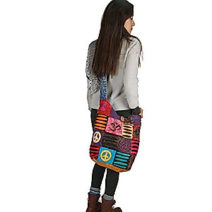 Blue Red Hobo Cotton Sling Cross Body Messenger Shoulder Bag Hippie Boho Bohemian Light Roomy Spacious (COLORFUL OM)