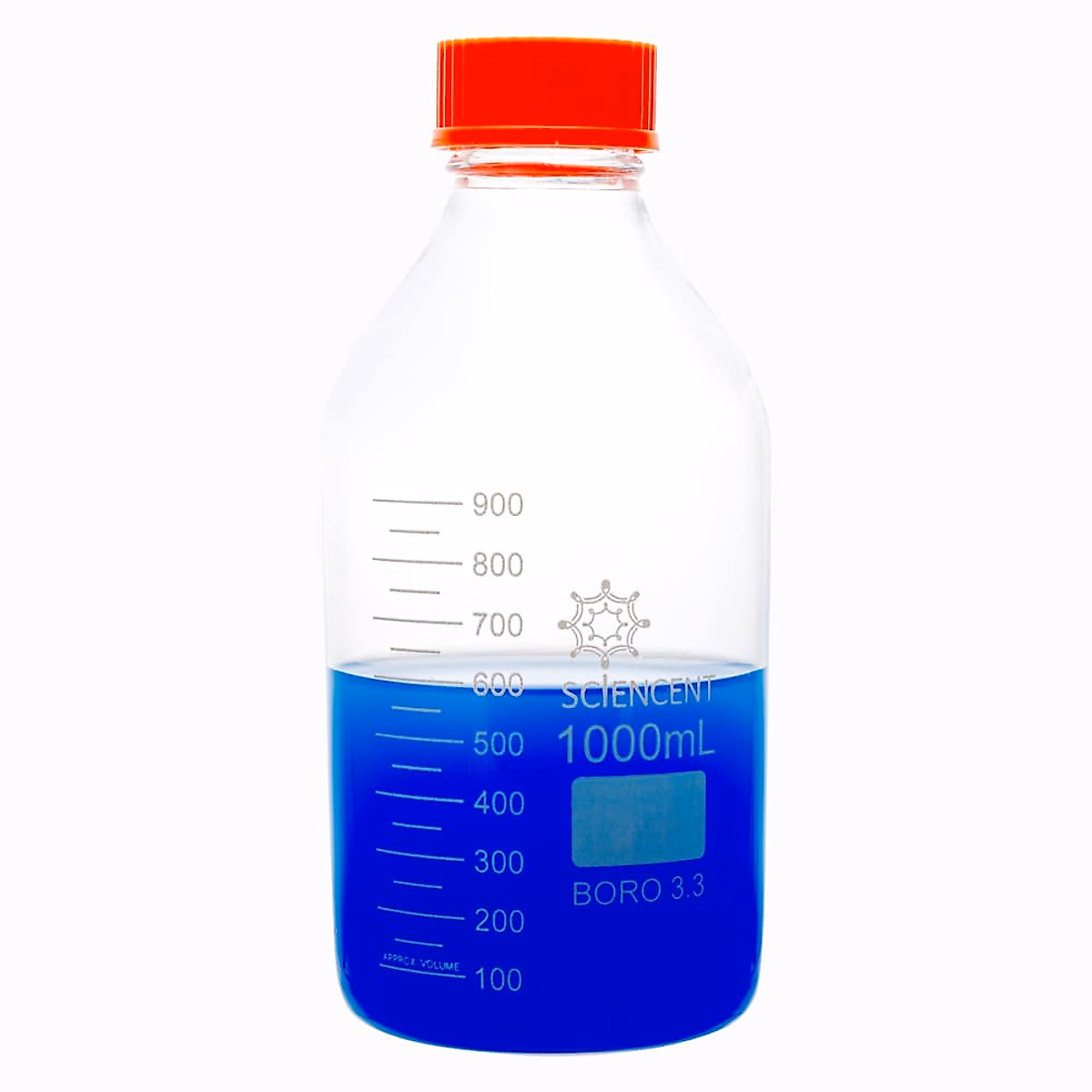 1000ml Leak Proof Media Bottle Super Thick Graduated with GL45 Screw Cap Durable 1 liter glass bottle