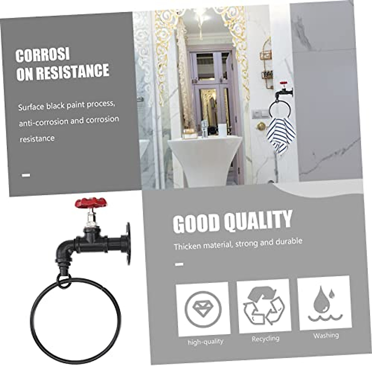 OSALADI 3 Pcs Towel Ring Coat Rack Stand Wall Mounted Clothes Hanger Key Fob Holder Flatware Bath Towel Hanger Hand Towel Rod Towel Hook Hanging Towel Ring Durable Towel Rack Vintage