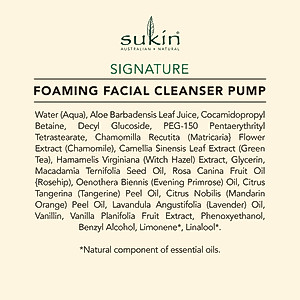 Sukin Foaming Facial Cleanser Pump, Gentle Gel Cleanser with Green Tea, Aloe Vera & Chamomile to Purify, Soothe & Tighten Skin, 4.23 Fl Oz