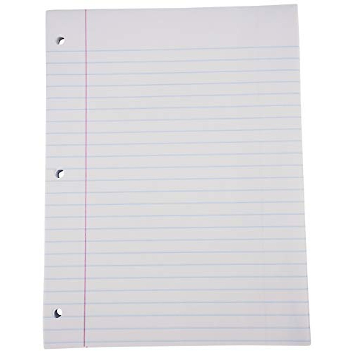 School Smart - 85285 3-Hole Punched Filler Paper w/ Red Margin, 8 x 10-1/2 Inches, Wide Ruled, 200 Sheets,White