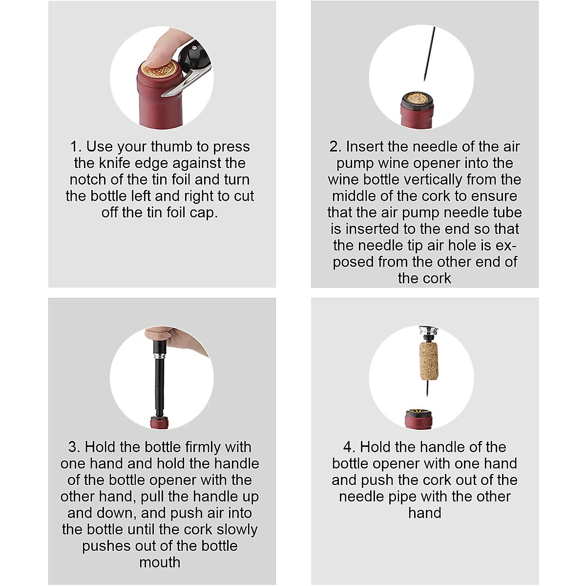 Ladieshow Air Pump Wine Bottle Opener Air Pressure Wine Opener Portable Handheld Needle Tube Pen Shape Stainless Steel Cork Remover for Home Party(Red)