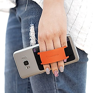 Sinjimoru Phone Grip Card Holder with Phone Stand, Secure Stick on Wallet for iPhone with Pop Out Stand for Table. Sinji Pouch B-Grip Black