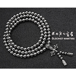108 Destiny Nepal Prayer Full Metal Buddism Bead Mala Necklace (full stainless steel)