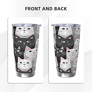 AYCZN Cute Cat Face 20 OZ Tumbler Stainless Steel Travel Coffee Mug, Kitten Insulated Water Bottle with Lid and 2 StrawsLeakproof Thermal Cup