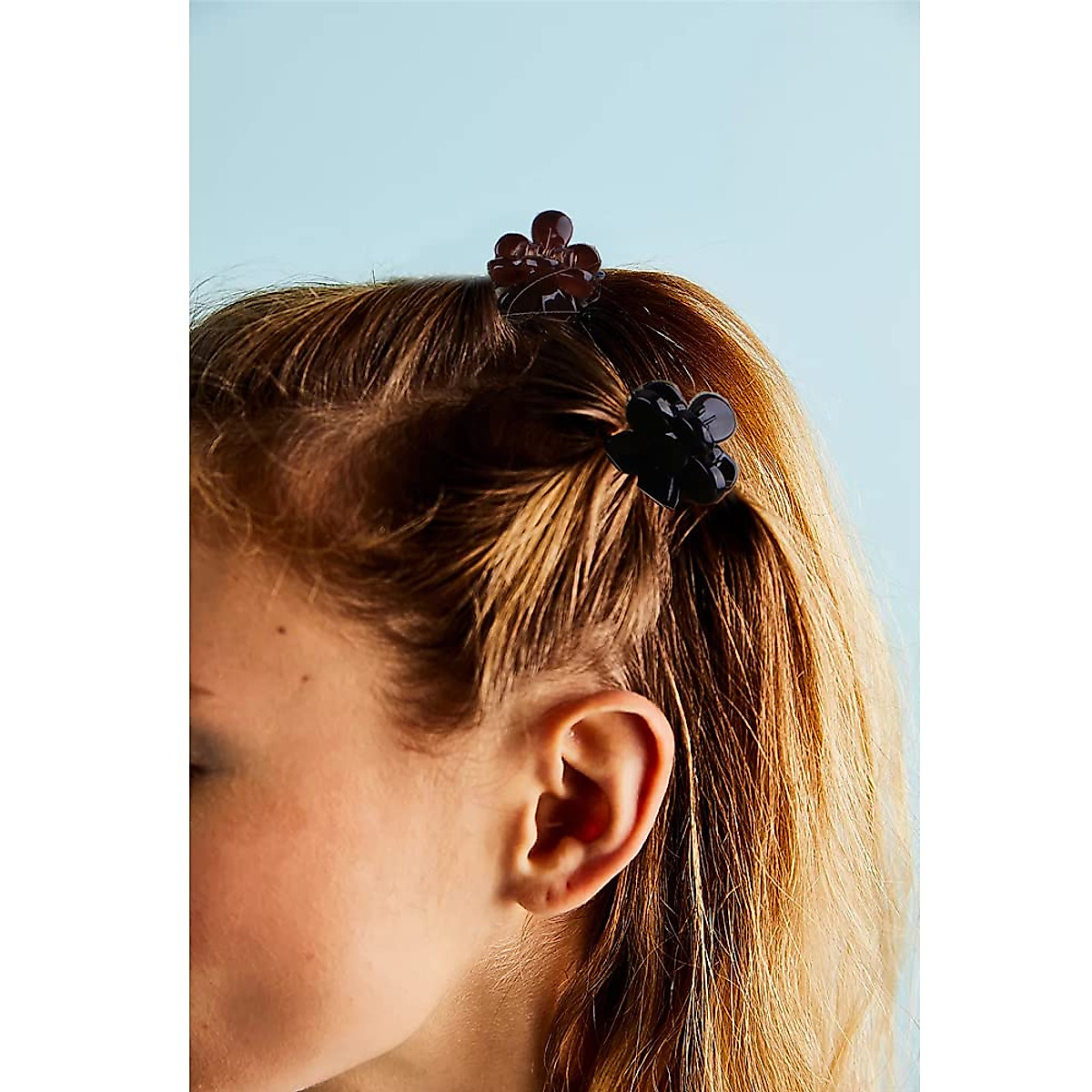 AOPRIE Mini Hair Clips 20 Count Small Size Sun Flower Claw Hair Accessories for Women and Girls in Black, Brown, Clear Plastic