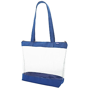 Clear Shoulder Tote with ZIPPER Closure, Royal