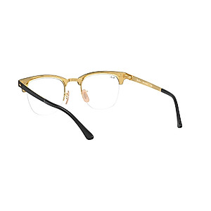 Ray-Ban RX3716VM Clubmaster Metal Square Prescription Eyeglass Frames, Black On Arista/Demo Lens, 50 mm