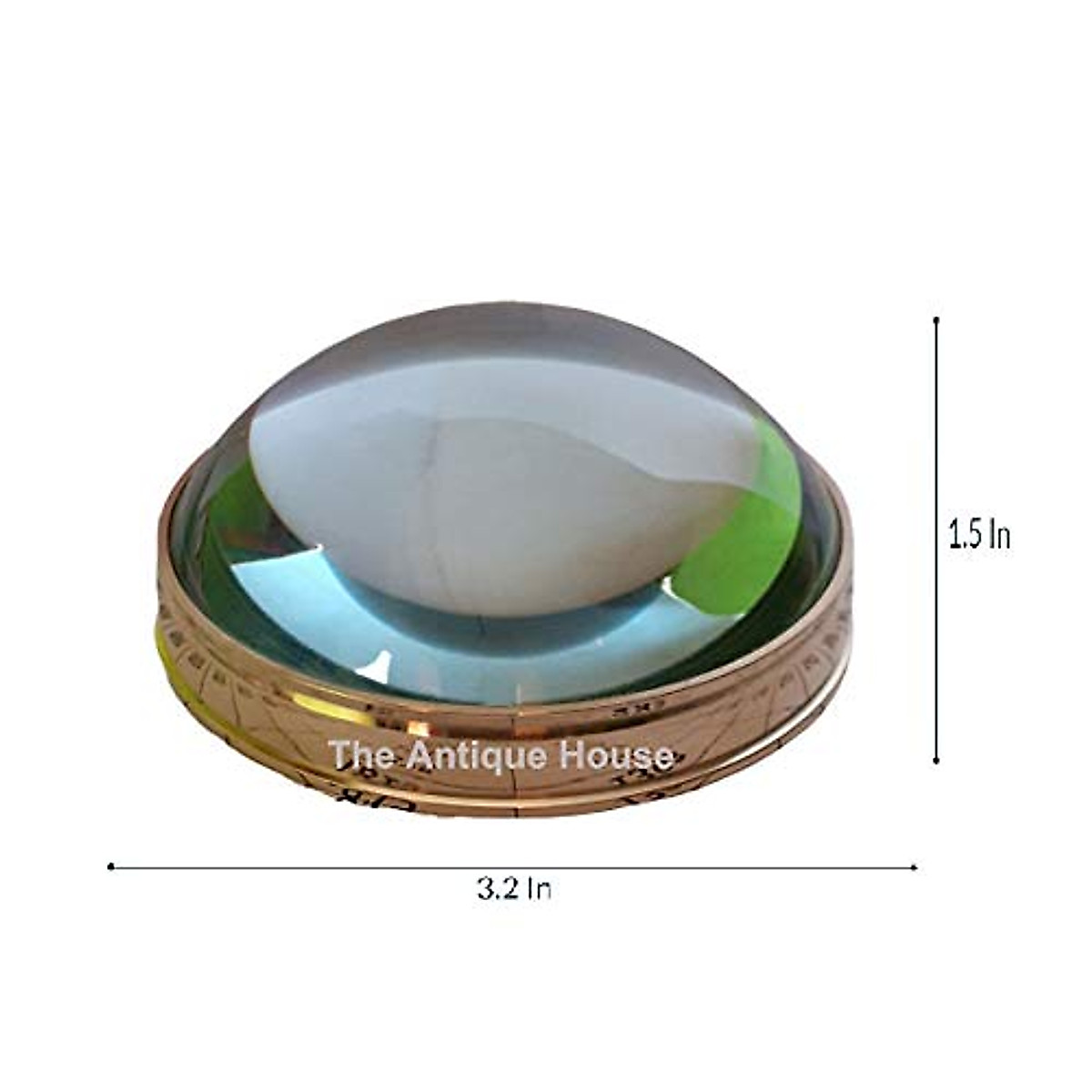 Vintage Solid Brass Desk Magnifying Glass Chart Paper Reader Weight Magnifier