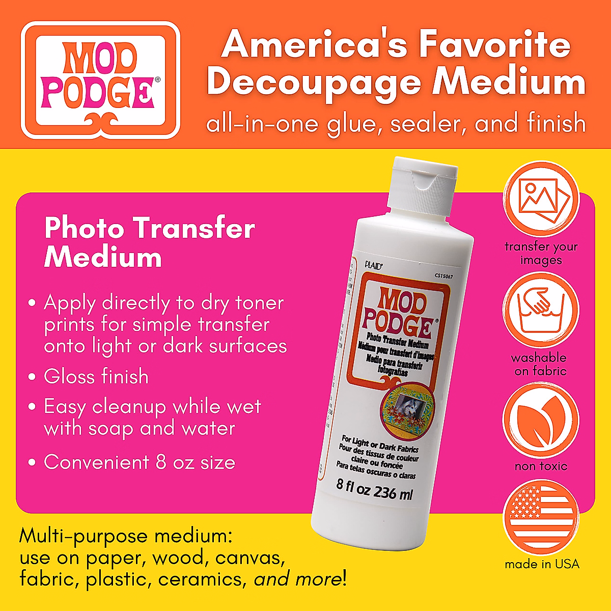 Mod Podge Photo Transfer Medium (8-Ounce), CS15067