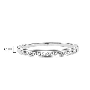 Brilliant Expressions 10K White Gold 1/20 Cttw Conflict Free Diamond Channel-Set Wedding or Anniversary Band (I-J Color, I2-I3 Clarity), Size 7.5