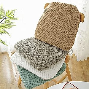 Plush Chair Pad,Kitchen Dining Chair Cushion Simple Seat Cushion with Washable Cover and Non Slip Ties,Soild Color Seat Pad for Living Room Office Balcony(40x43cm(16x17inch), Green a)
