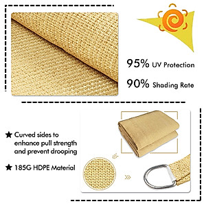 KANAGAWA Sun Shade Sail 12'x16' Sand Rectangle UV Block Canopy Awning Shelter Fabric Cloth Screen for Outdoor Patio Garden Backyard Activities
