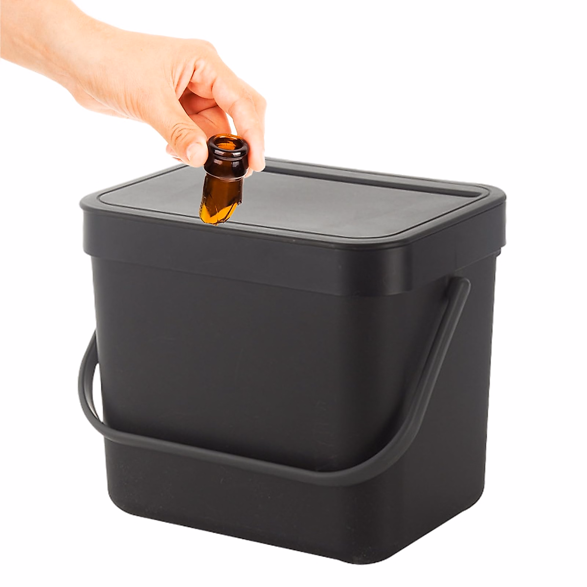 Kitchen Trash Can with Lid, Hanging Trash Can Small Kitchen Waste Basket, Kitchen Compost Bin for Counter Top, Under Sink Or Wall Mount, Cabinet Trash Can Hanging