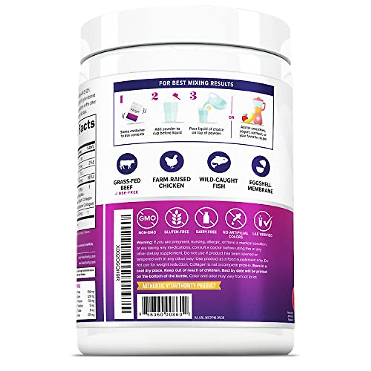 Multi Collagen Peptides Plus Hyaluronic Acid and Vitamin C Hydrolyzed Collagen Proteins Types I II III V and X Peach Mango Flavor