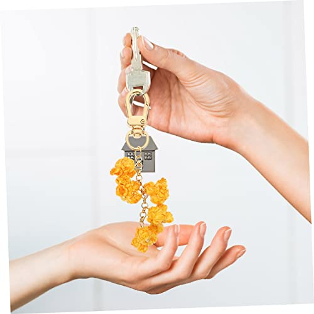 UKCOCO Artificial Food Keychain 2pcs Popcorn Pendant Super Cute Metal Accessories Popcorn Key Ring