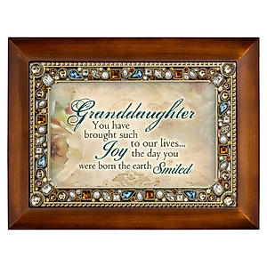 Cottage Garden Granddaughter You Have Brought Such Joy Woodgrain Jeweled Music Box Plays Wonderful World